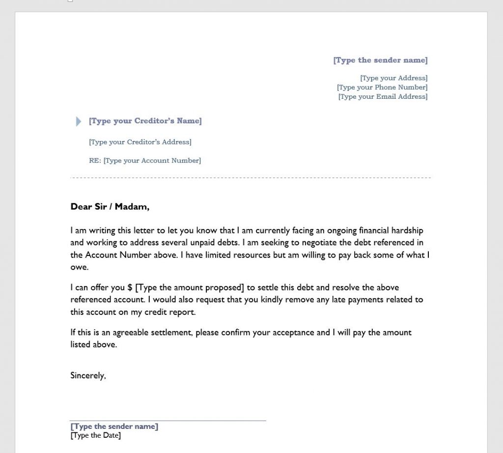 Free Debt Settlement Letter Templates Digest Your Finances